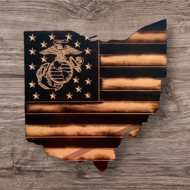 American Flag Marine State of Ohio Plaque, Military, Navy, Army, Air ...