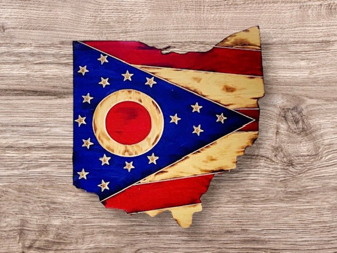State of Ohio Plaque, Military, Navy, Army, Air Force, Wooden Flag ...