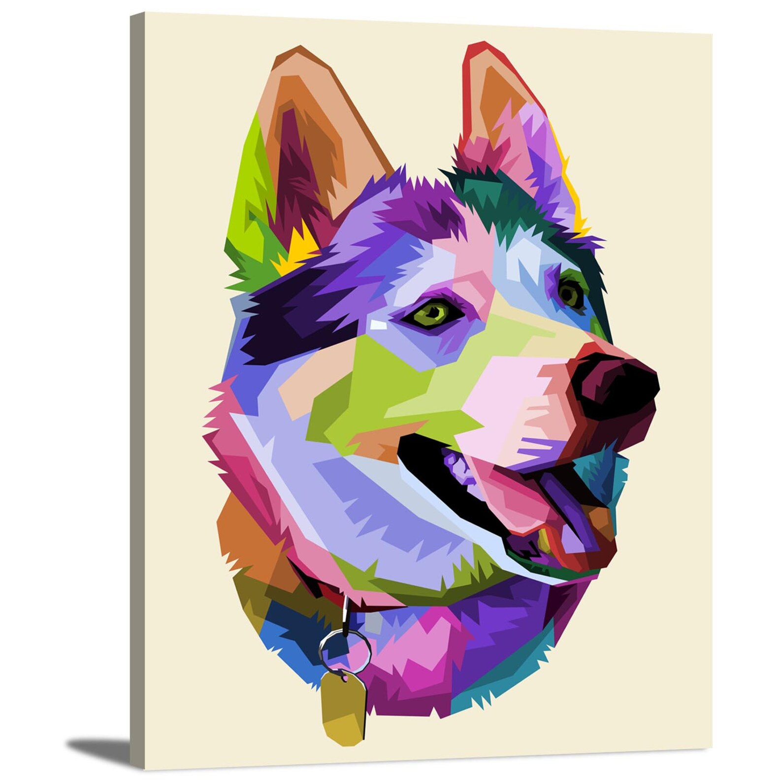 Colorful Husky Dog Puppy Pop Art Modern Multicolored Animal Pet ...
