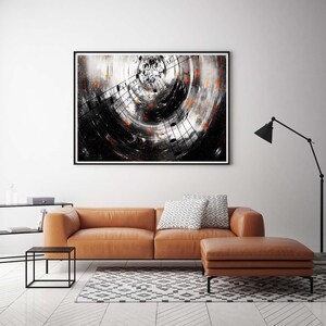 Modern Abstract Black and White Music Notes and Music Speaker in Space ...