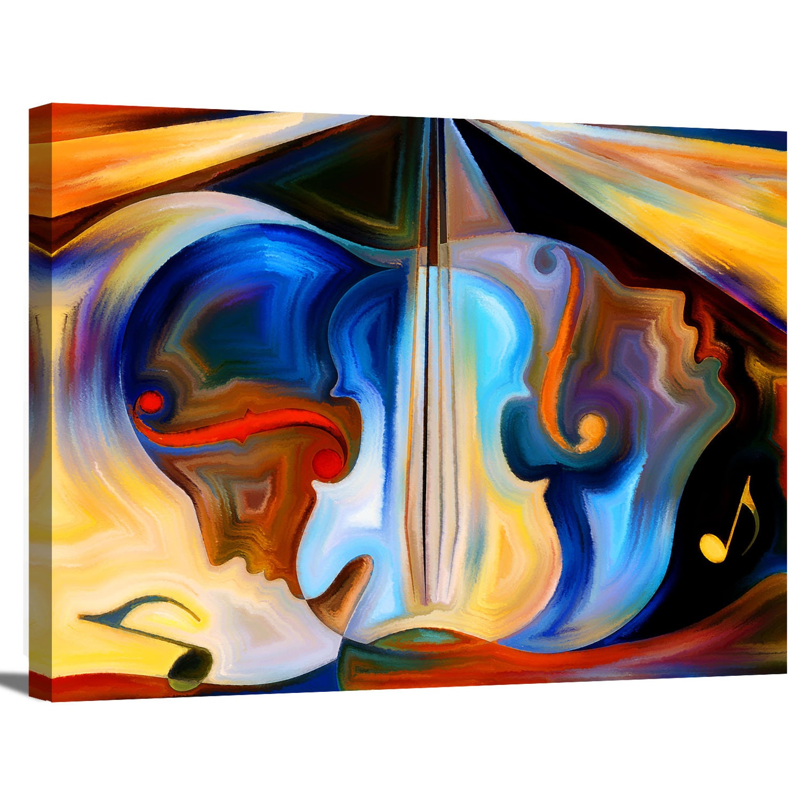 Violin With Couple Human Heads Musical Instrument Modern Abstract Oil ...