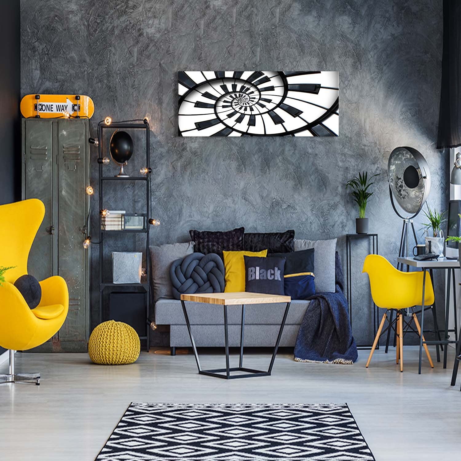 Modern Abstract Piano Keyboard Endless Staircase Black and | Etsy