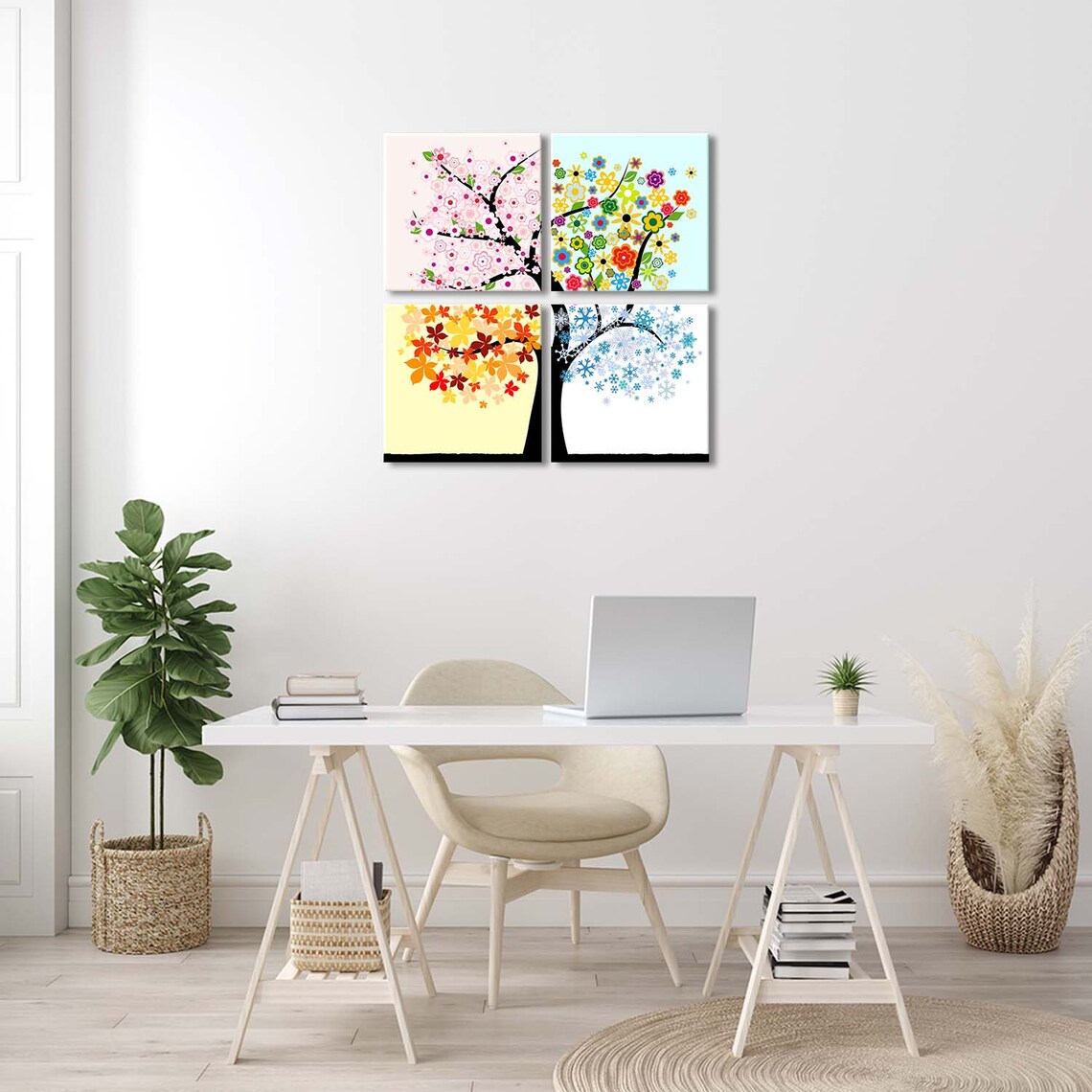 Set of 4 Four Season Trees, Summer Autumn Winter Spring, Autumn Tree ...