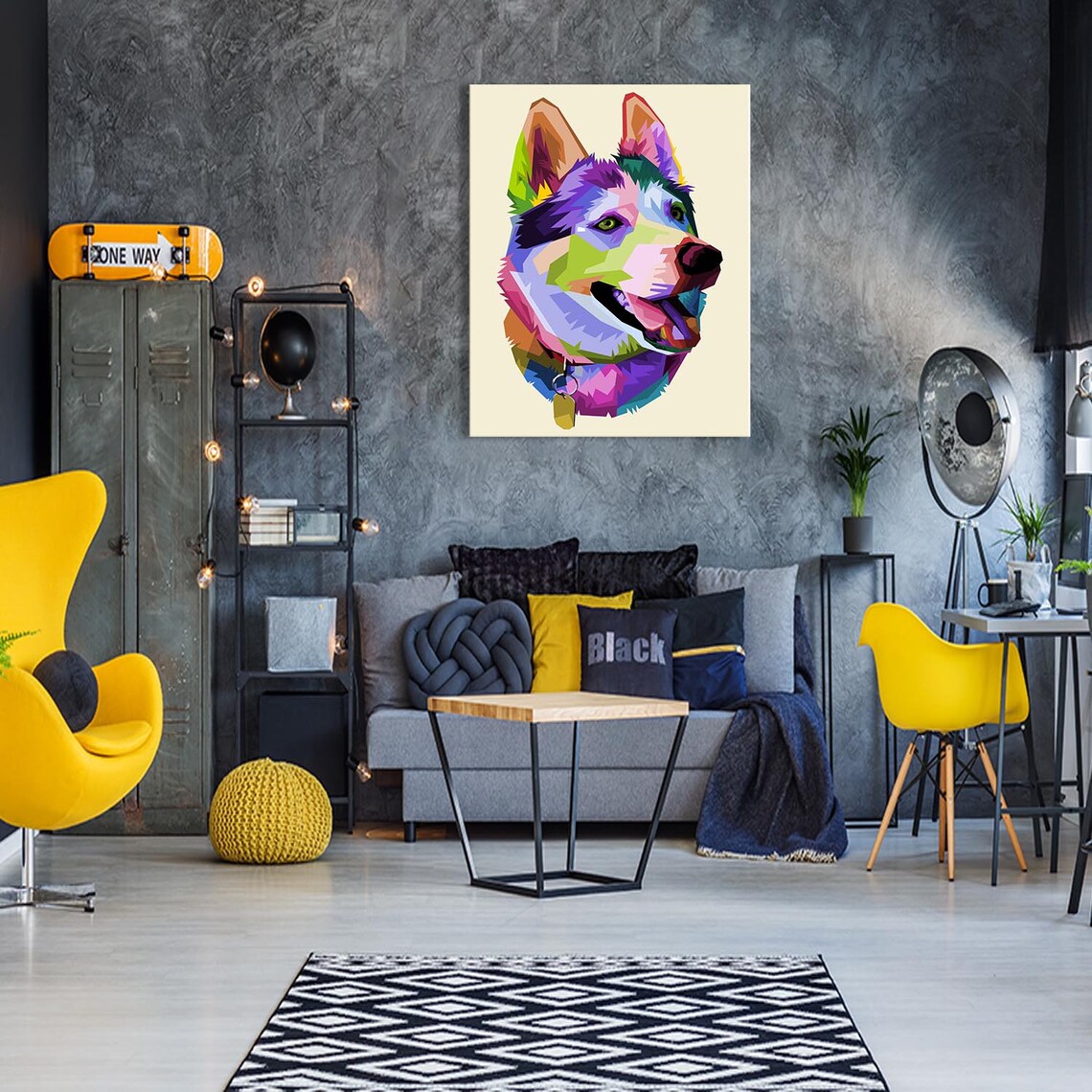 Colorful Husky Dog Puppy Pop Art Modern Multicolored Animal Pet ...