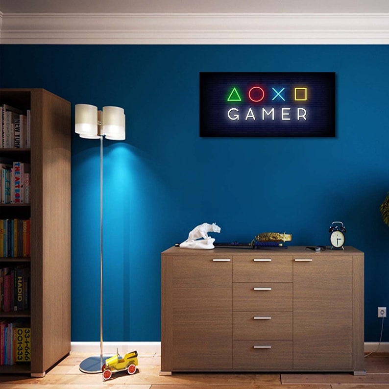 Gaming Poster Game Controller Button Neon Sign Video Game - Etsy