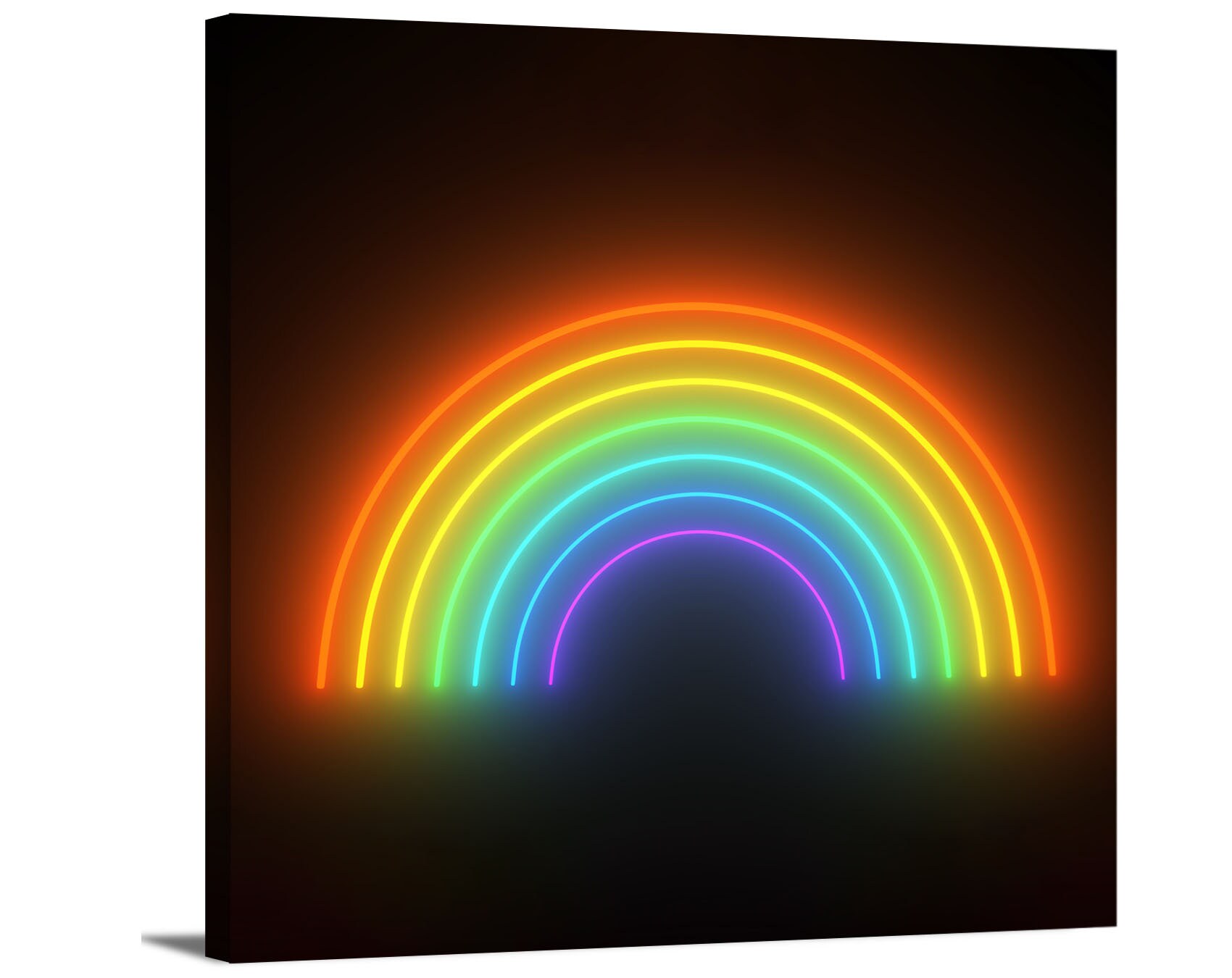 Rainbow Neon Light Modern Minimal Trending Artwork Wrapped | Etsy