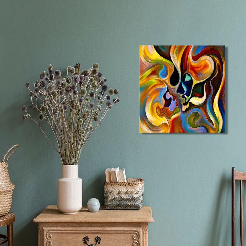 Colorful Couple Abstract People Portrait Modern Surrealism | Etsy