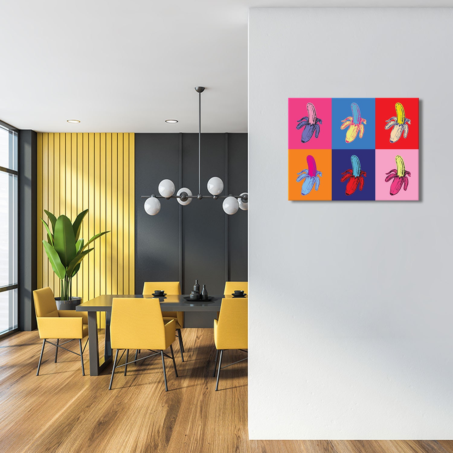 Colorful Banana Pop Art Style Food and Beverage Fruit Modern Minimalist ...