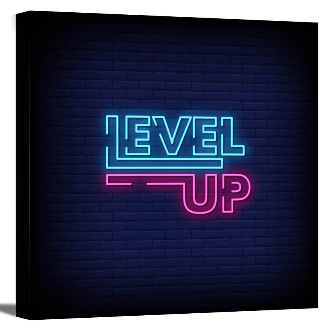 Neon Light Effect Level up Modern Poster Print Wrapped Canvas - Etsy