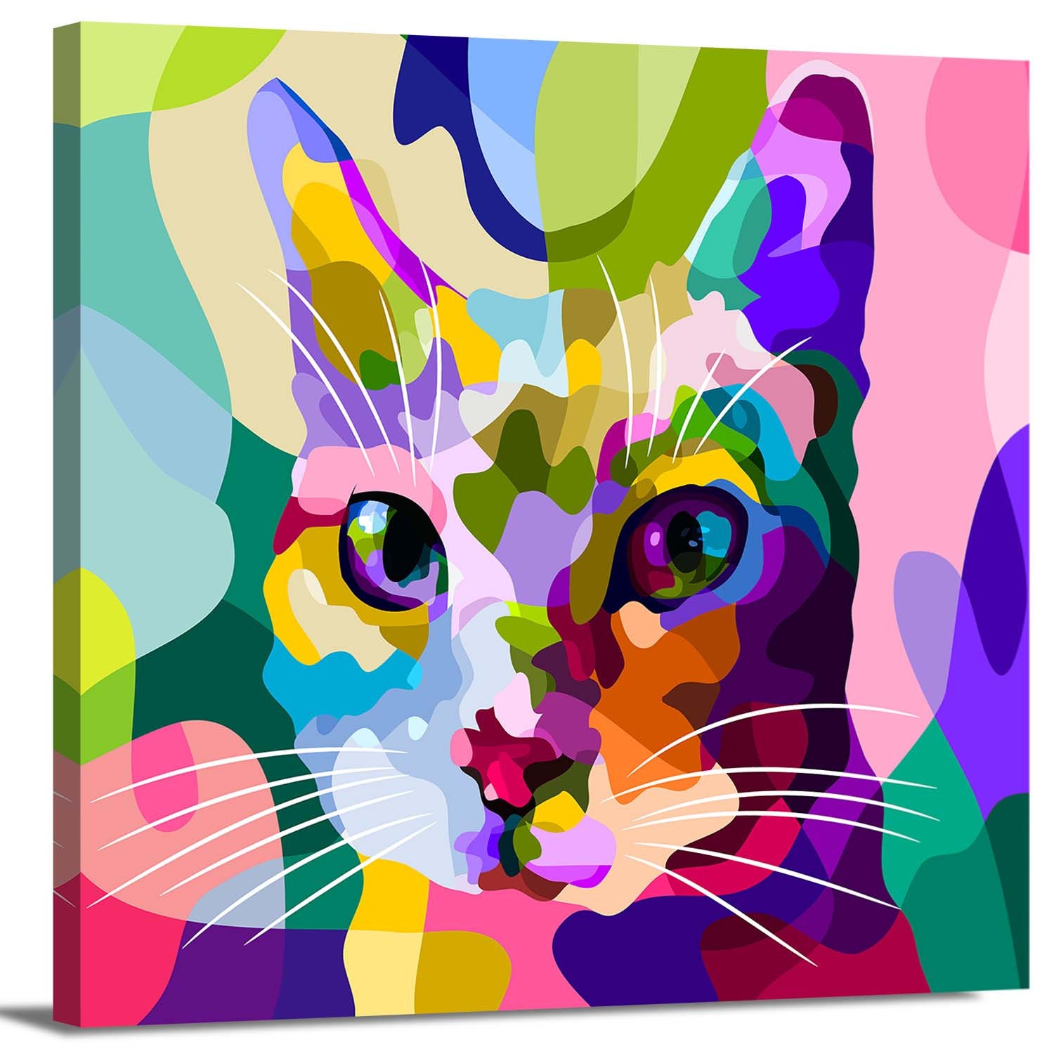 Colorful Patterned Cat Kitten Pop Art Style Modern Abstract | Etsy