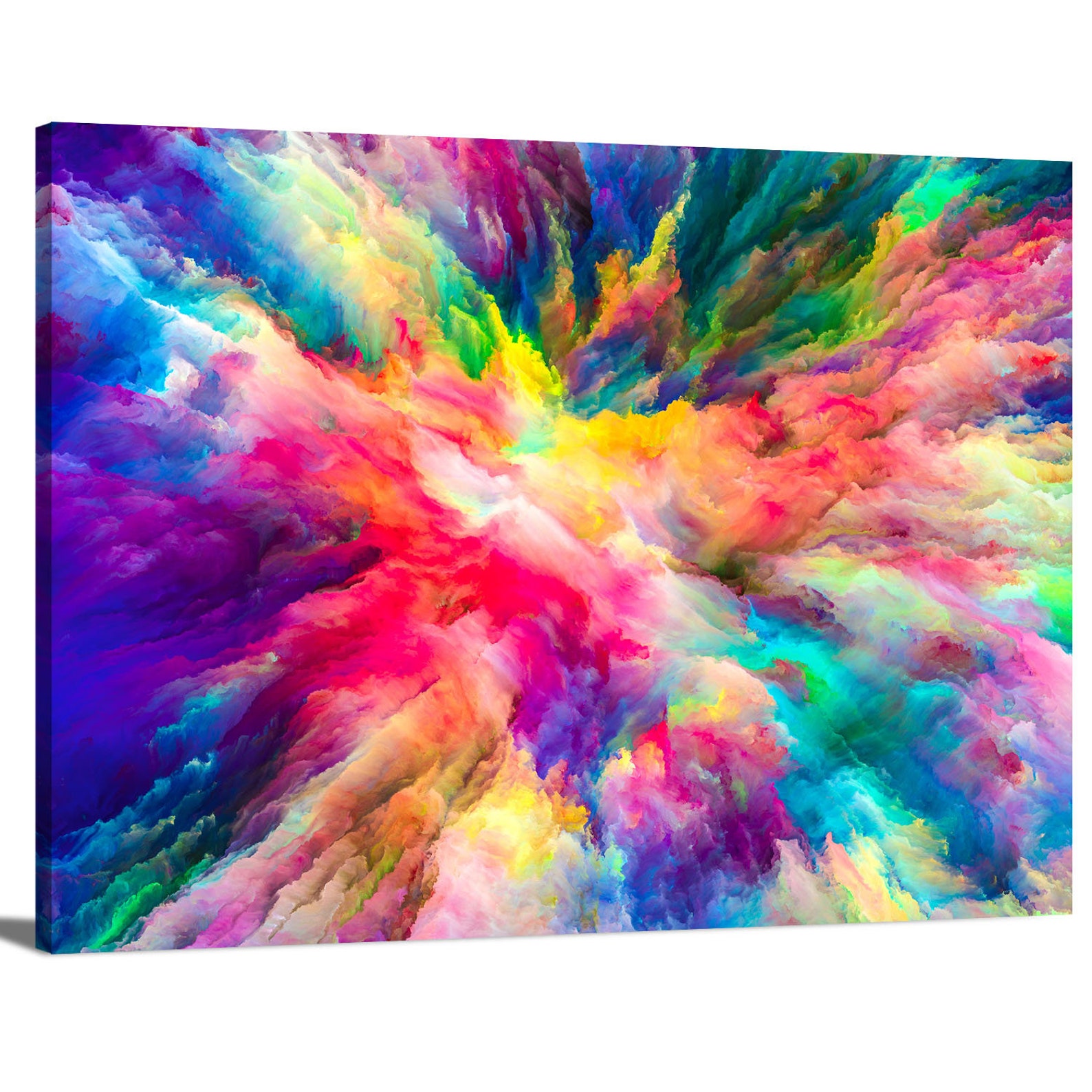 Modern Abstract Rainbow Bright Colorful Clouds Artwork Wrapped - Etsy