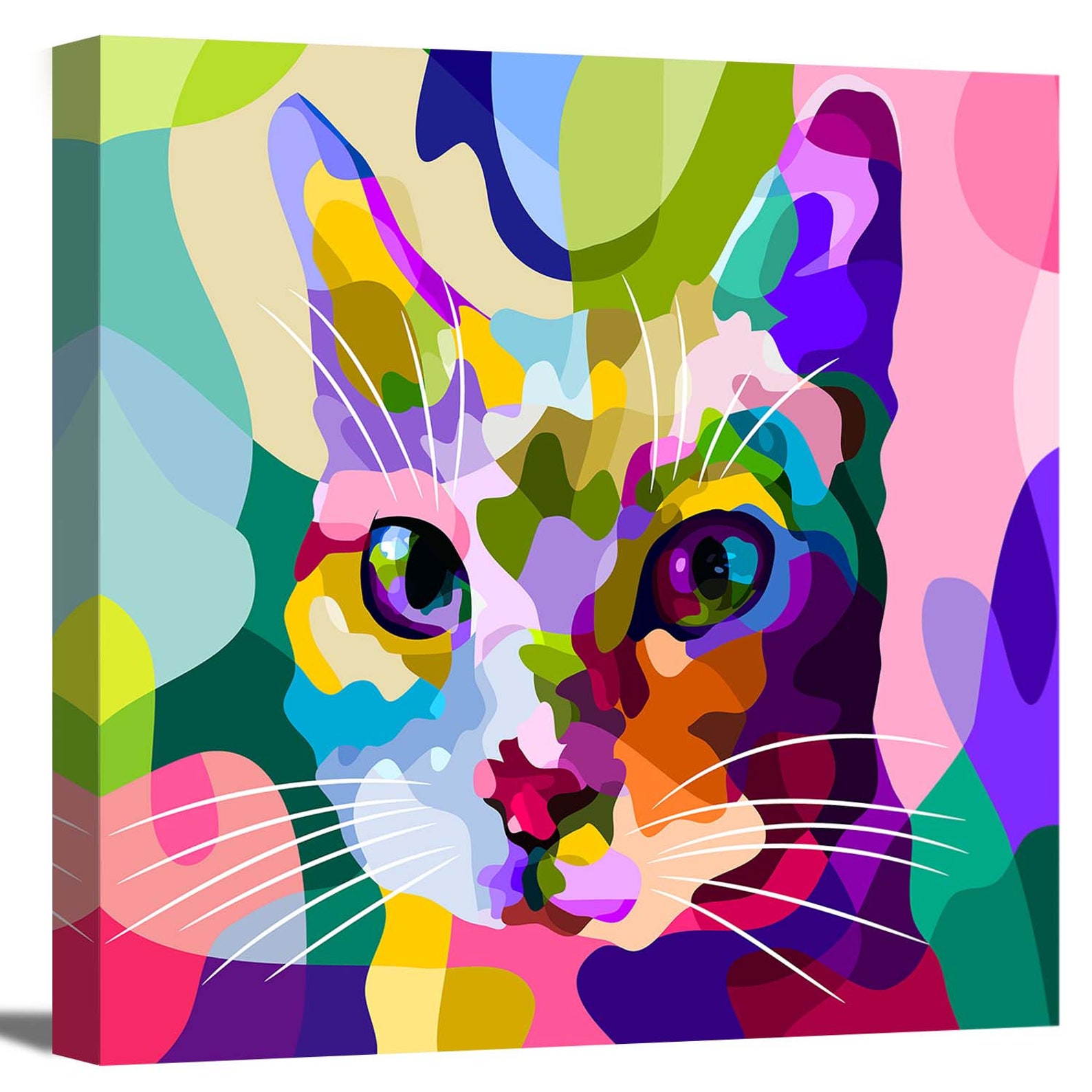 Colorful Patterned Cat Kitten Pop Art Style Modern Abstract - Etsy