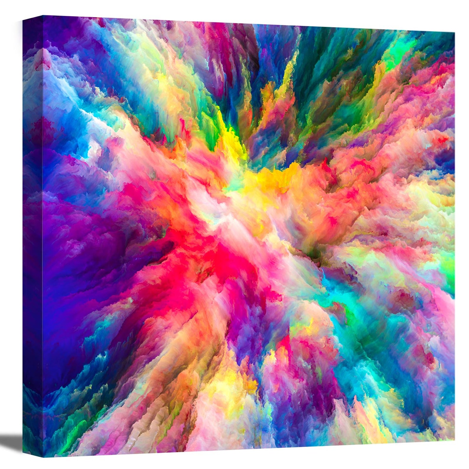 Modern Abstract Rainbow Bright Colorful Clouds Artwork Wrapped - Etsy