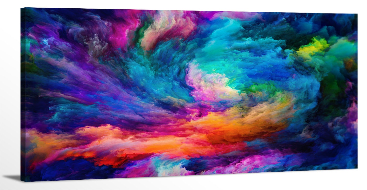 Modern Abstract Rainbow Colorful Clouds Smoke Pattern Vibrant | Etsy
