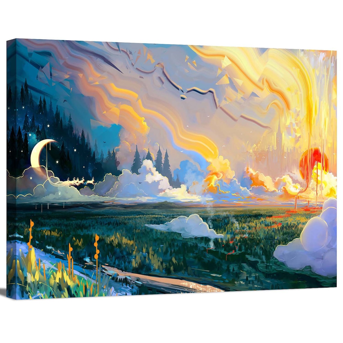 Abstract Sun and Moon in Sky Fantasy Moonlight Nature Scenery - Etsy