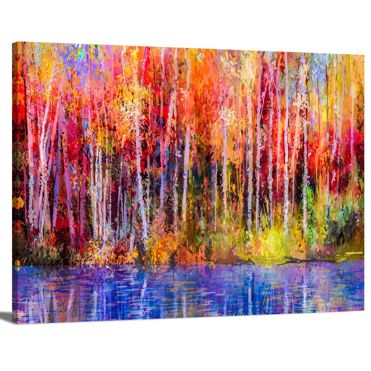 Colorful Autumn Trees Abstract Forest Aspen Trees Leaves Lake | Etsy