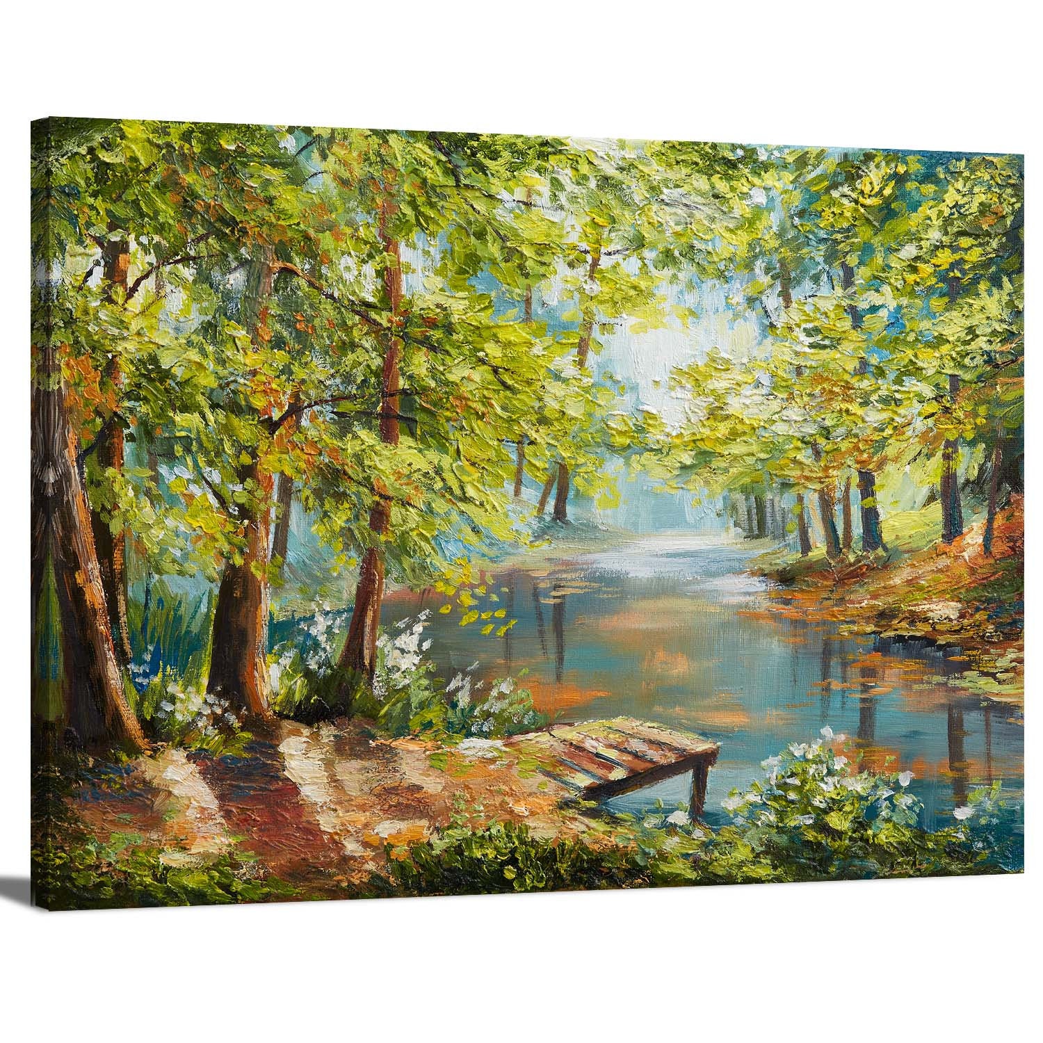 Autumn Forest Near River Orange Green Leaves Oil Painting - Etsy