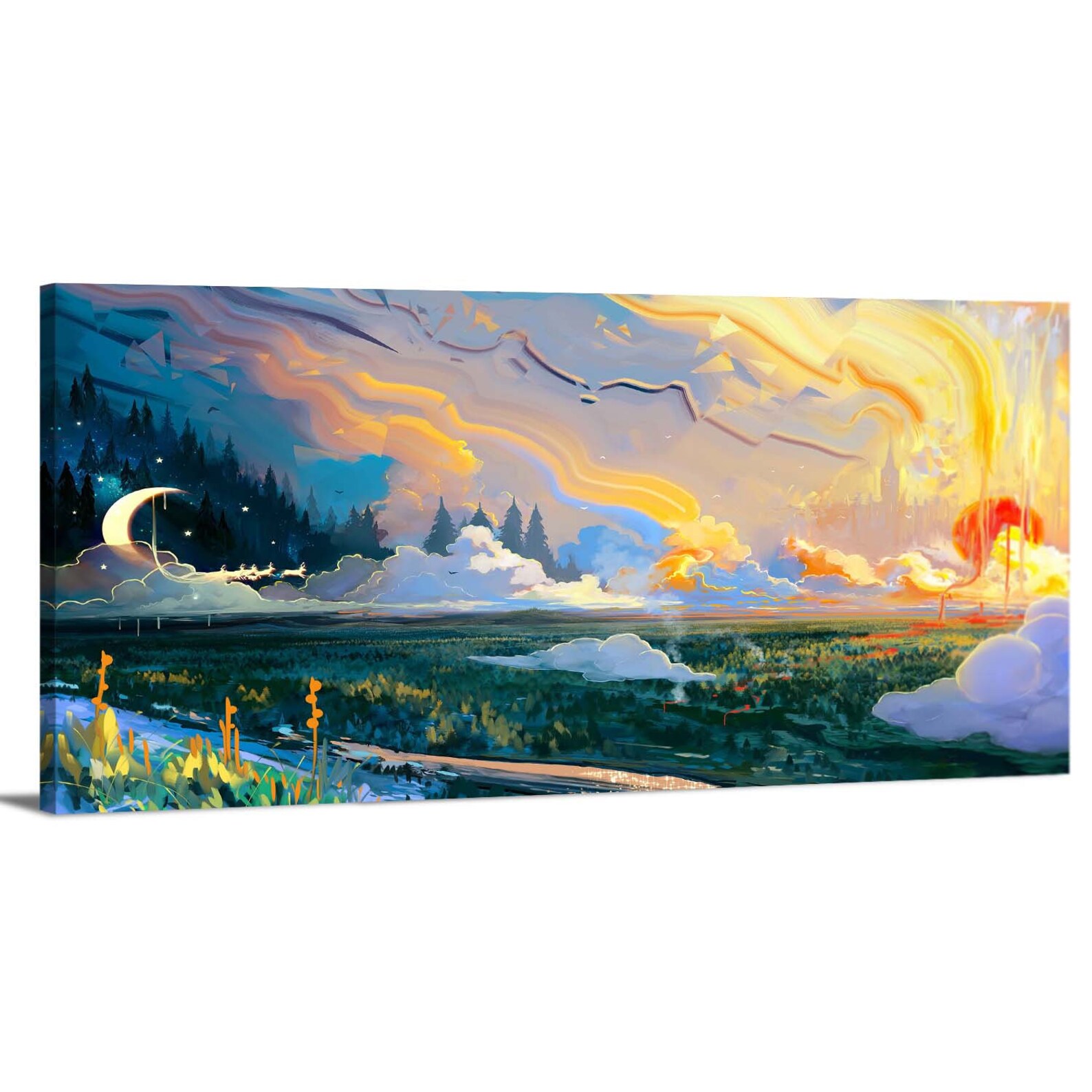 Abstract Sun and Moon in Sky Fantasy Moonlight Nature Scenery - Etsy