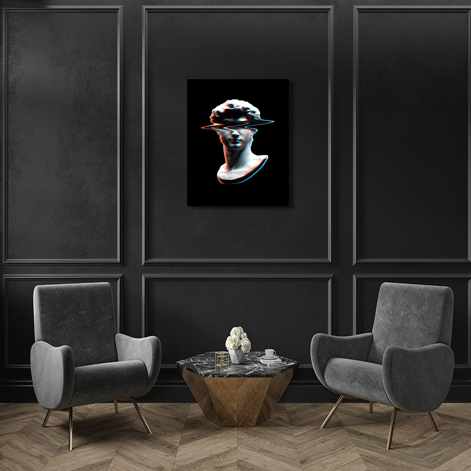 Greek Bust Sculpture Modern Artwork Framed Canvas Print Wall | Etsy