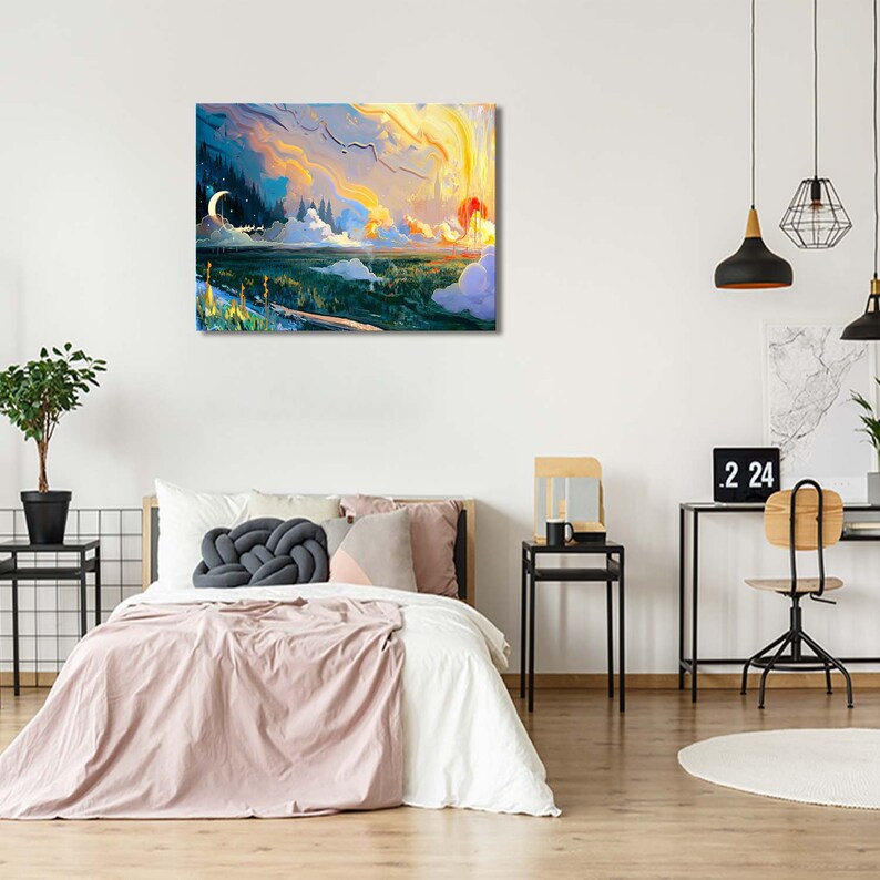 Abstract Sun and Moon in Sky Fantasy Moonlight Nature Scenery - Etsy