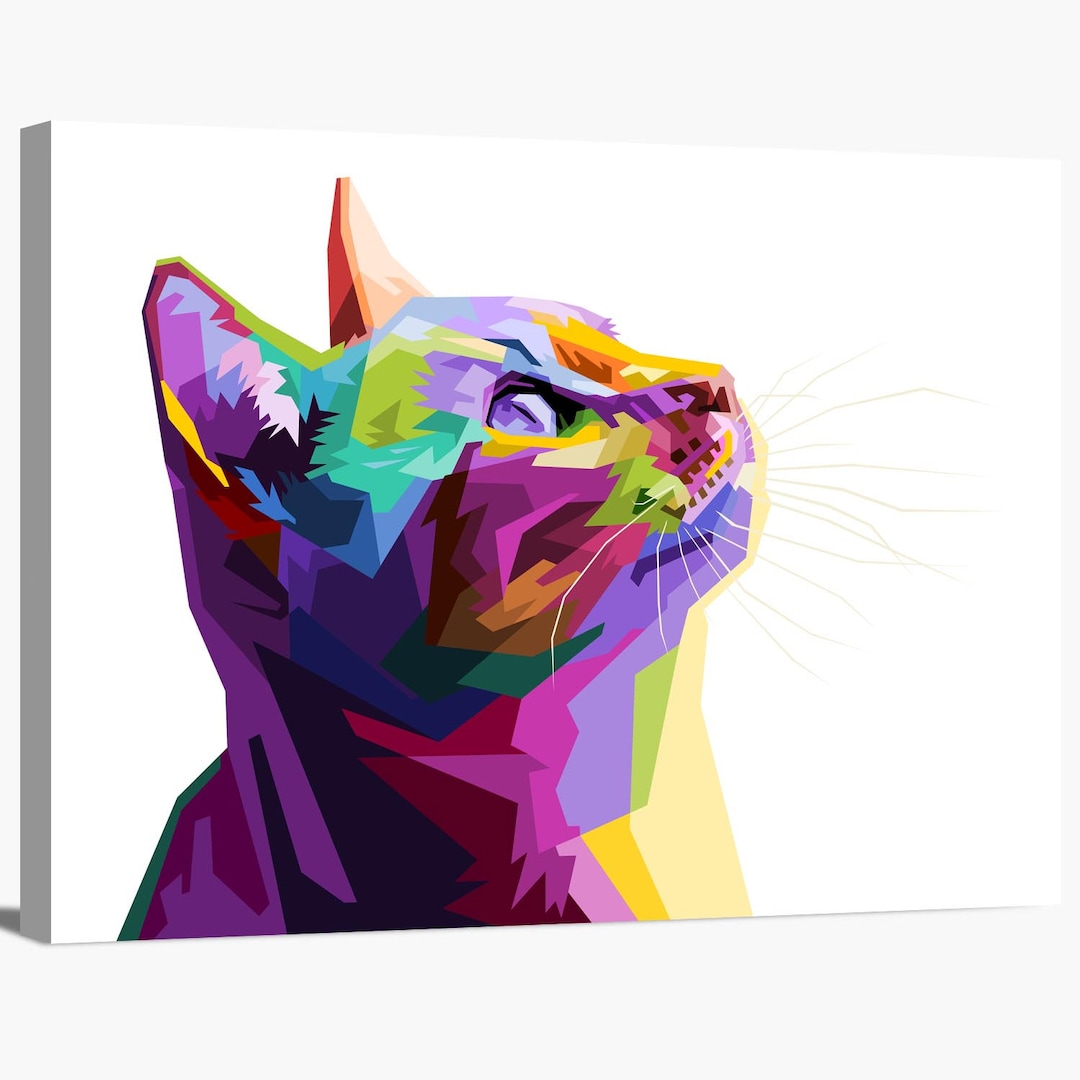 Colorful Cat Kitten Feline Pop Art Modern Multicolored Animal Pet ...