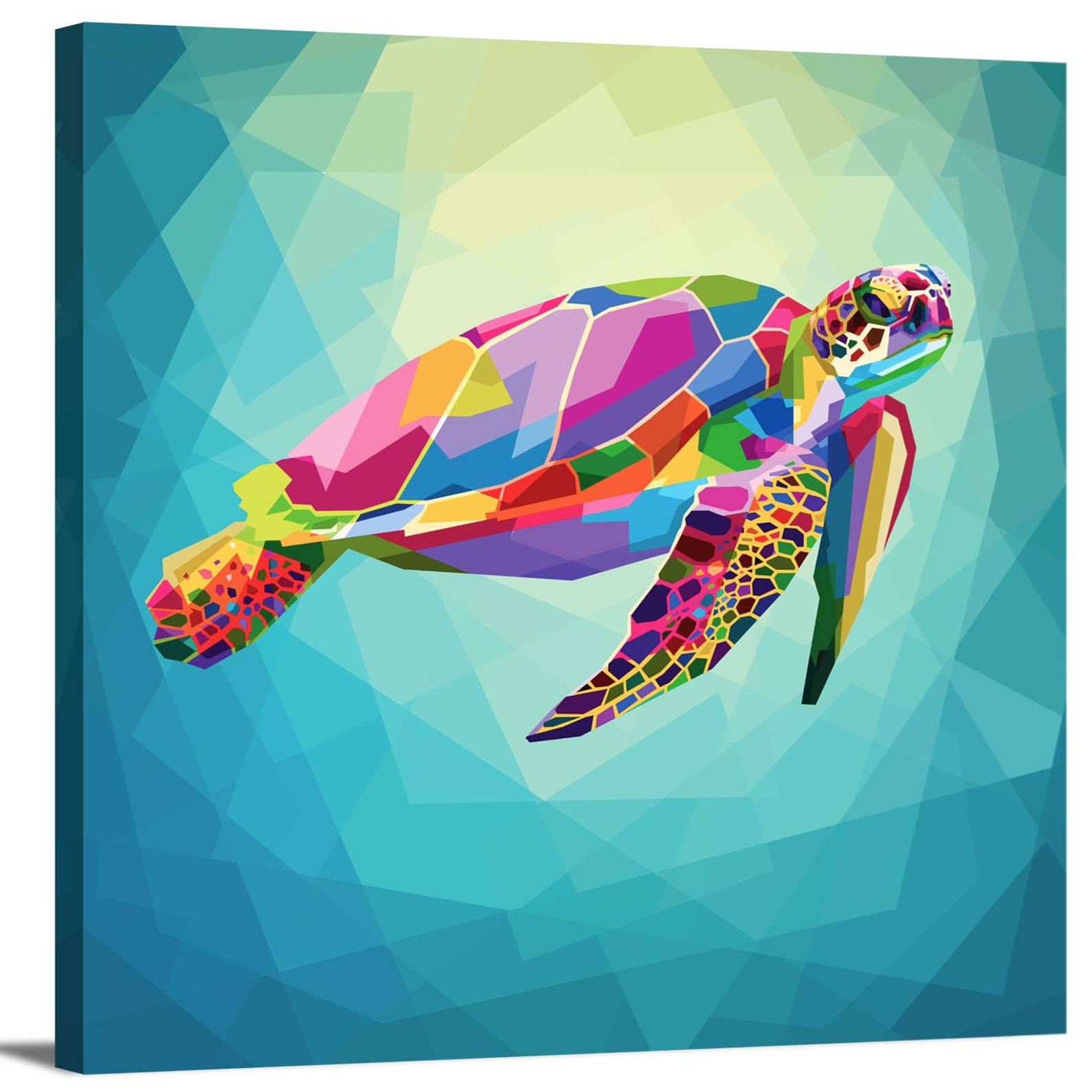 Colorful Sea Turtle Floating in Geometric Ocean Water Pop Art - Etsy
