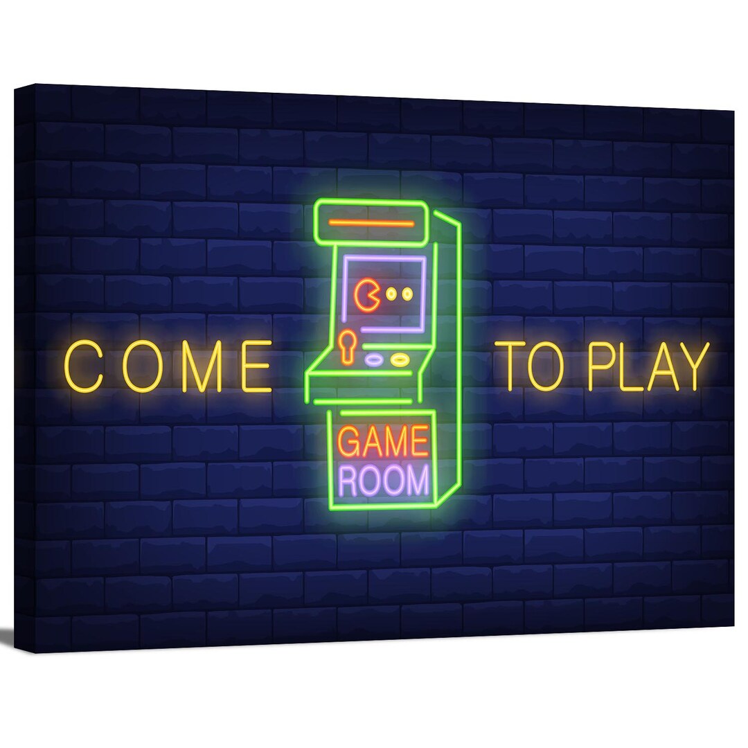 Neon Sign Glowing Effect "come to Play" Typography Arcade Game Machine ...