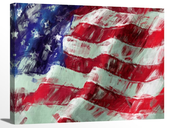 American Flag Abstract Oil Painting US USA America Modern | Etsy