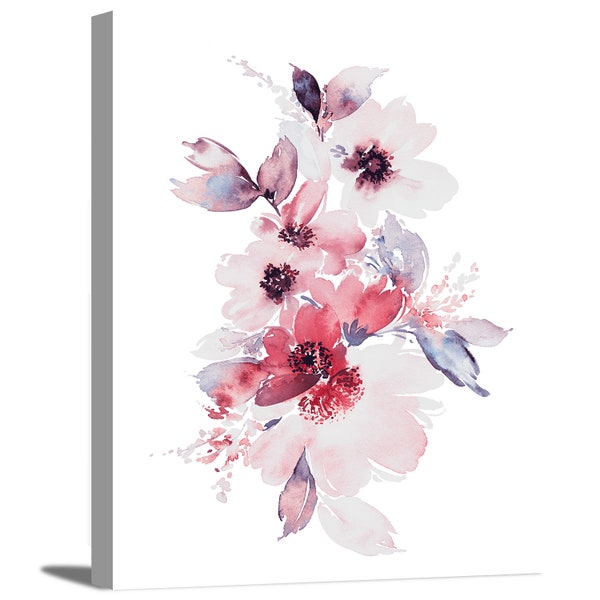 Pink Floral Canvas Wall Art - Etsy