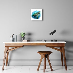 Sea Turtle in Blue Sea White Background Watercolor Animal Artwork ...