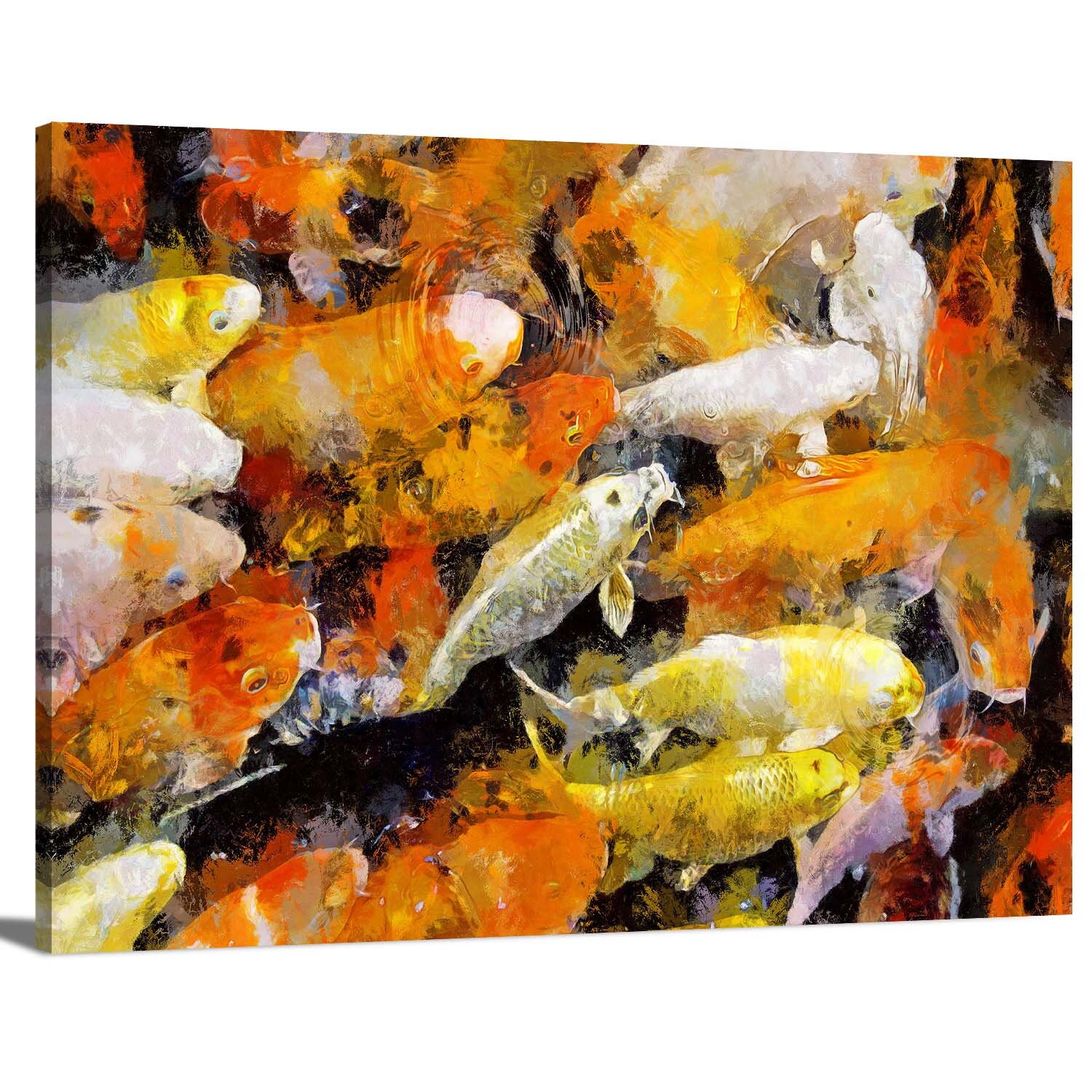 Japanese Koi Fish Oil Painting Modern Abstract Animal Painting | Etsy