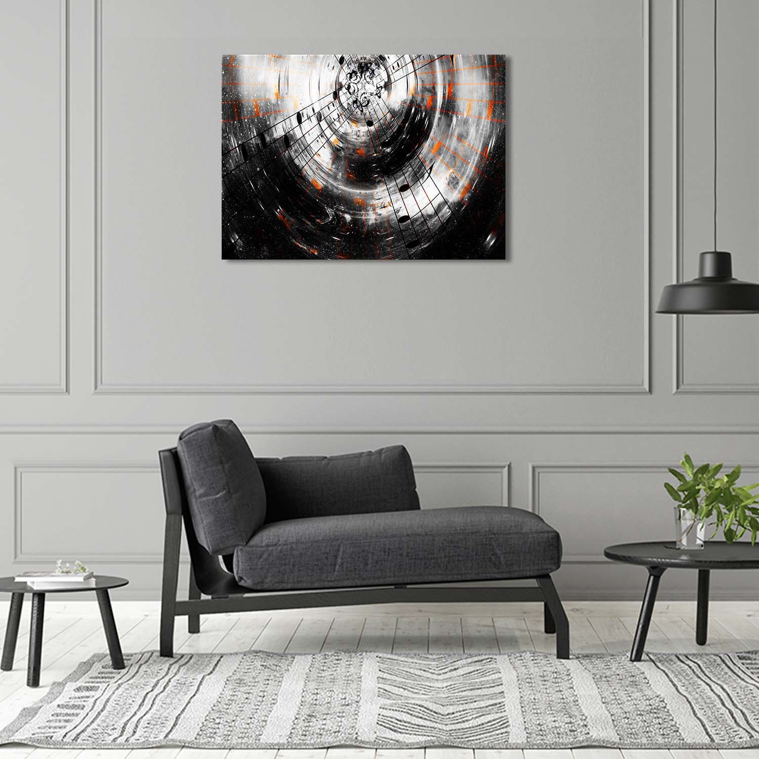 Modern Abstract Black and White Music Notes and Music Speaker in Space ...