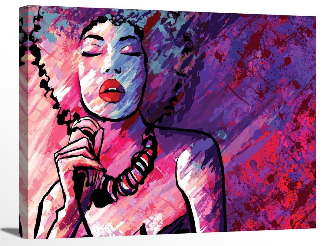 African American Woman Jazz Singer Holding Microphone Music Poster ...