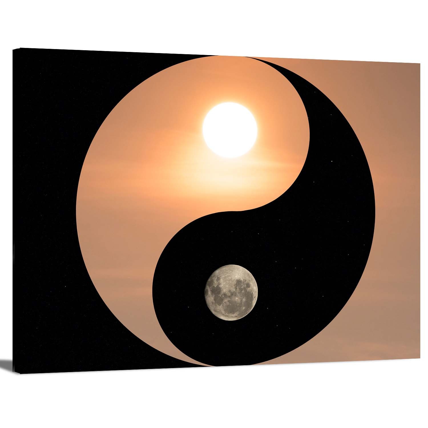 Abstract Symbol of Yin Yang Sun Moon Day and Night Black & | Etsy