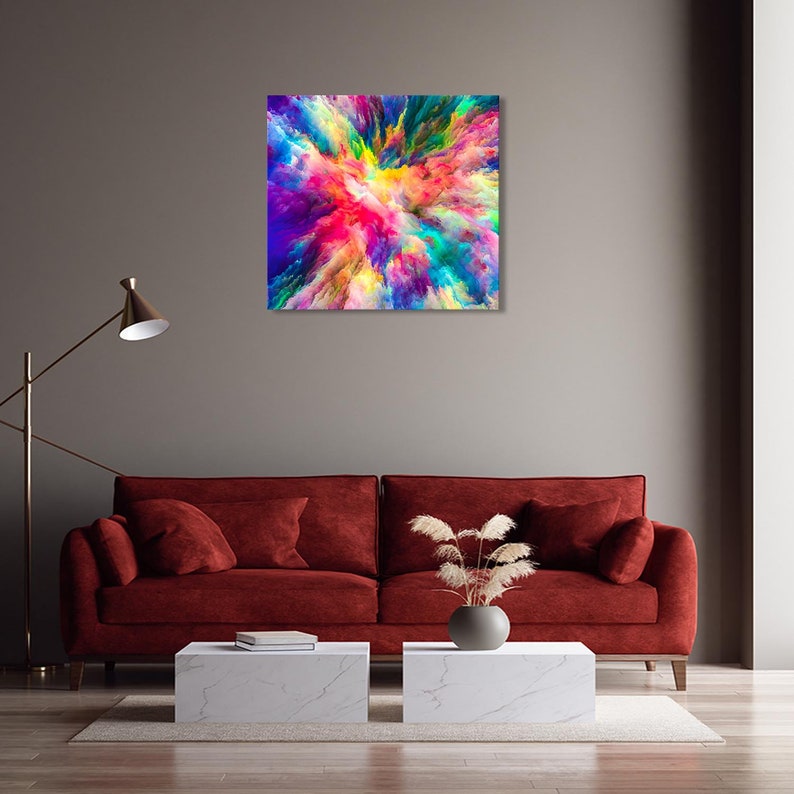 Modern Abstract Rainbow Bright Colorful Clouds Artwork Wrapped Canvas ...