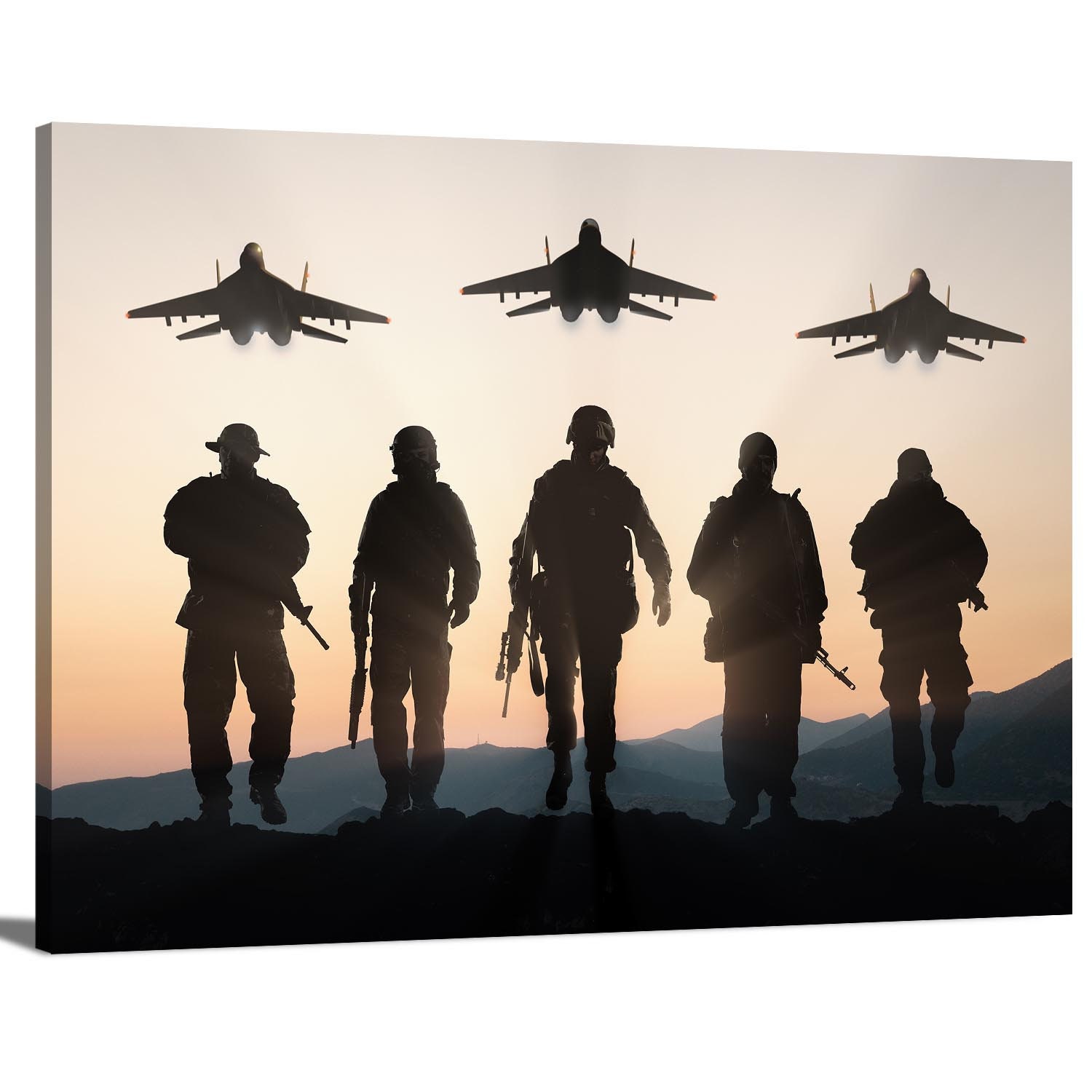 Military Silhouettes of Soldiers and Airforce Against the - Etsy
