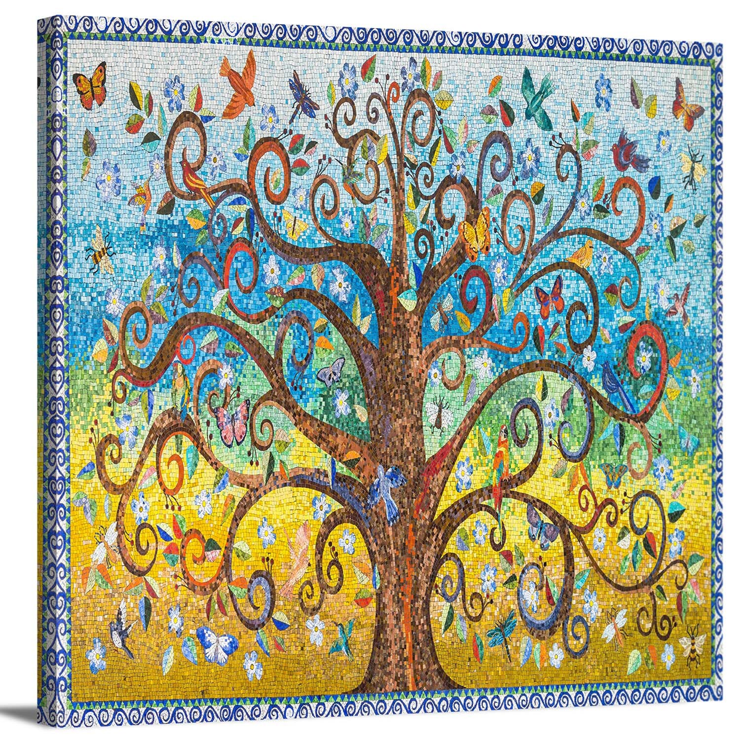 Mosaic Tiles Pattern Tree of Life Nature Animal Bird Butterfly | Etsy