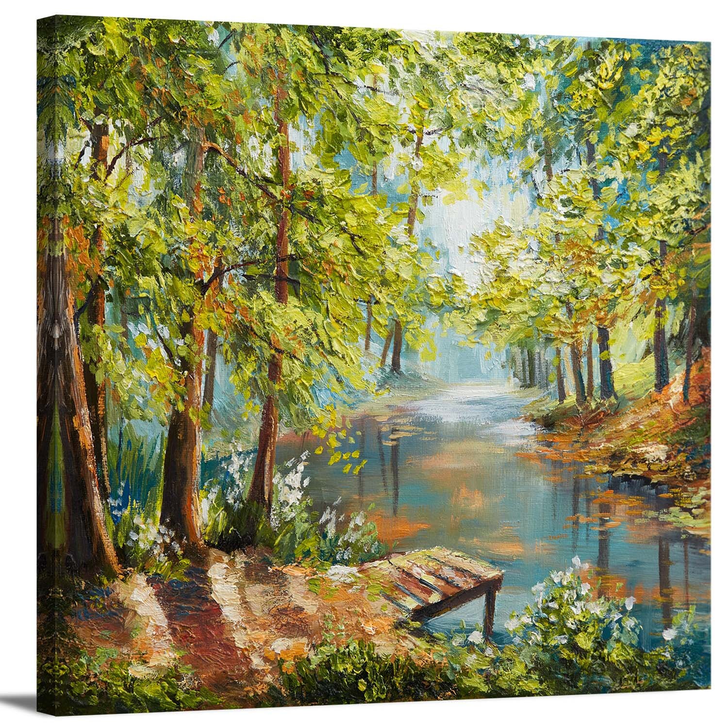 Autumn Forest Near River Orange Green Leaves Oil Painting - Etsy