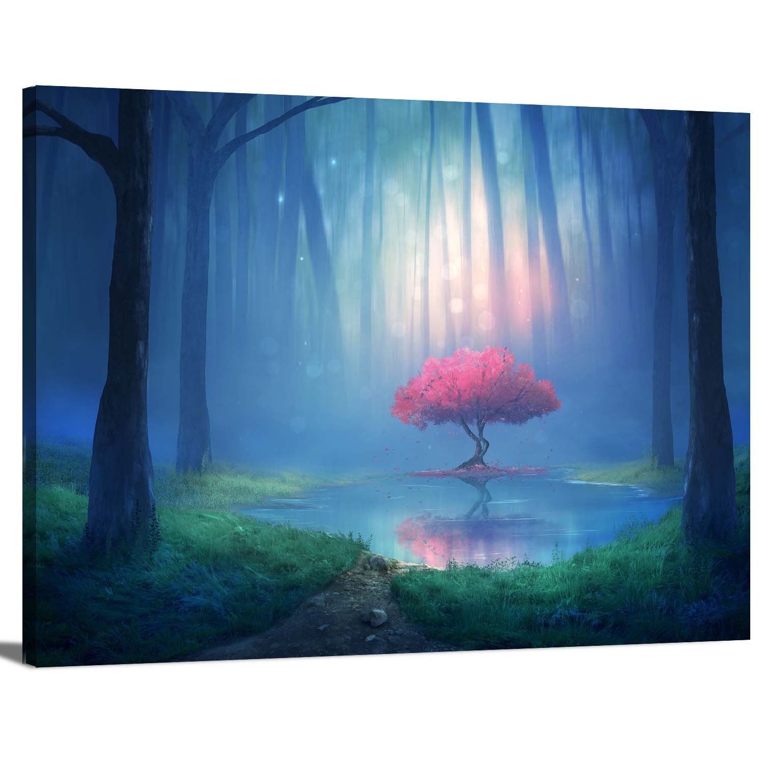Pink Cherry Blossom Tree in Forest Fantasy Dreamland Escape | Etsy