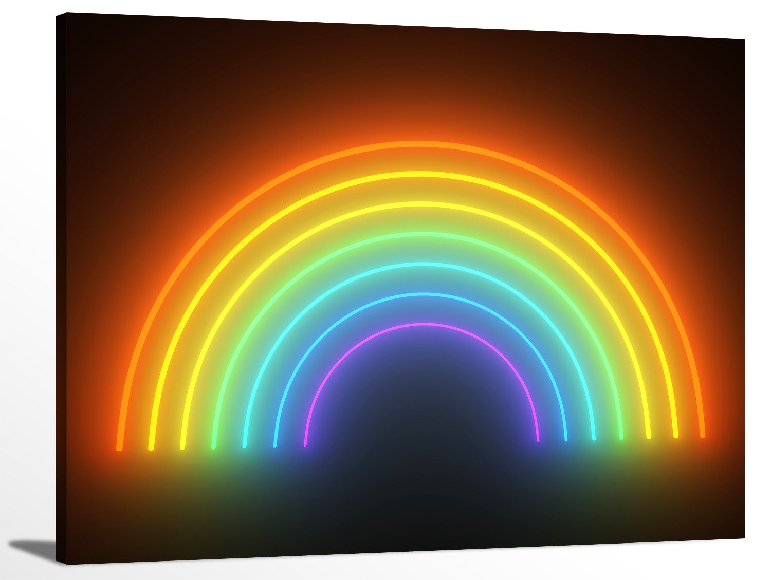 Rainbow Neon Light Modern Minimal Trending Artwork Wrapped | Etsy
