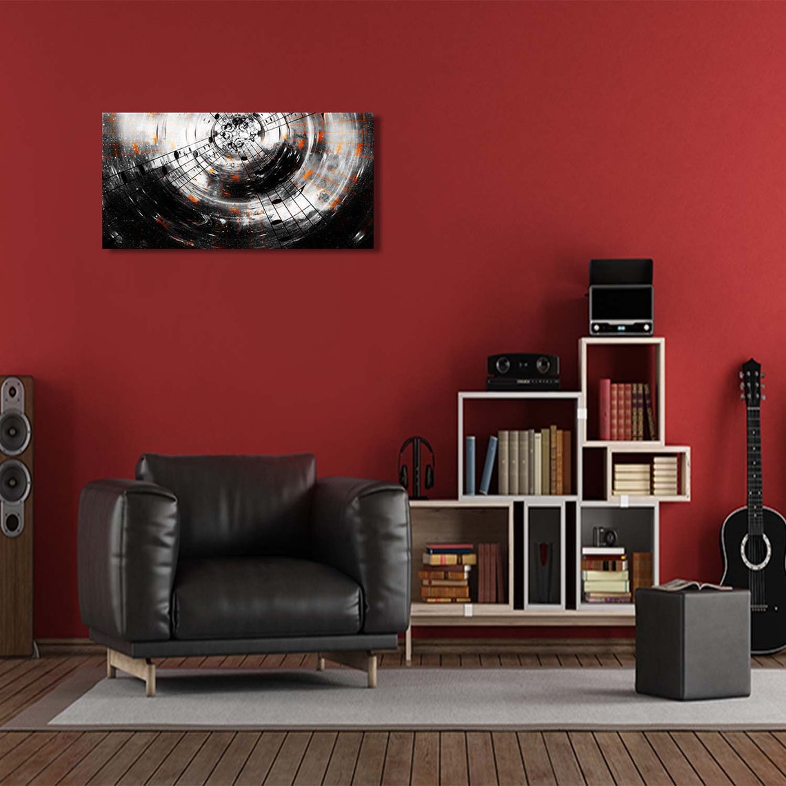 Modern Abstract Black and White Music Notes and Music Speaker | Etsy