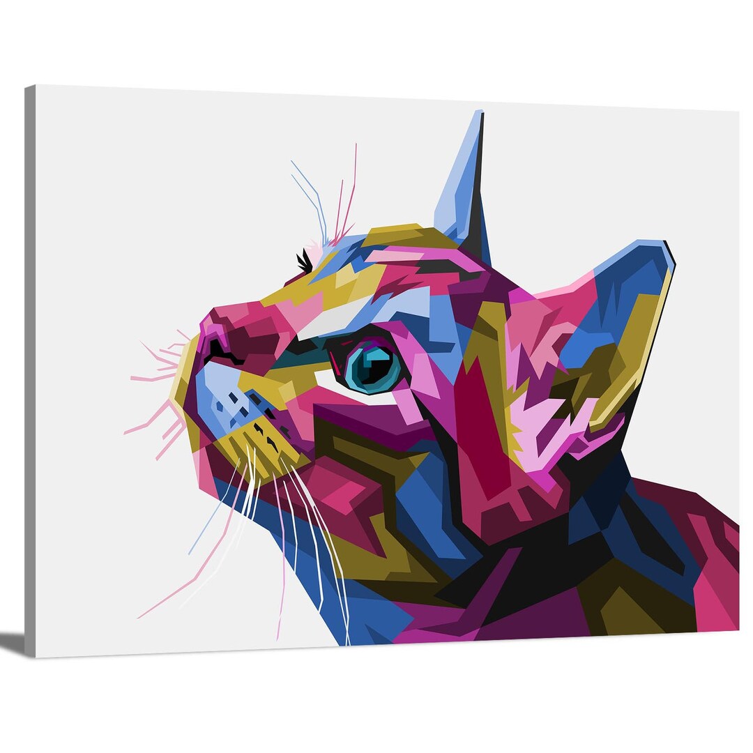 Colorful Cat Kitten Feline Pop Art Modern Multicolored Animal Pet ...