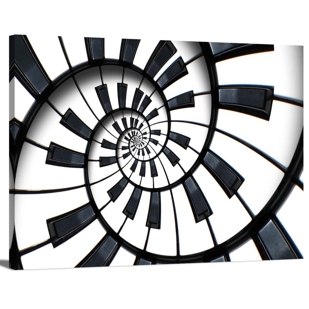 Modern Abstract Piano Keyboard Endless Staircase Black and White Music ...