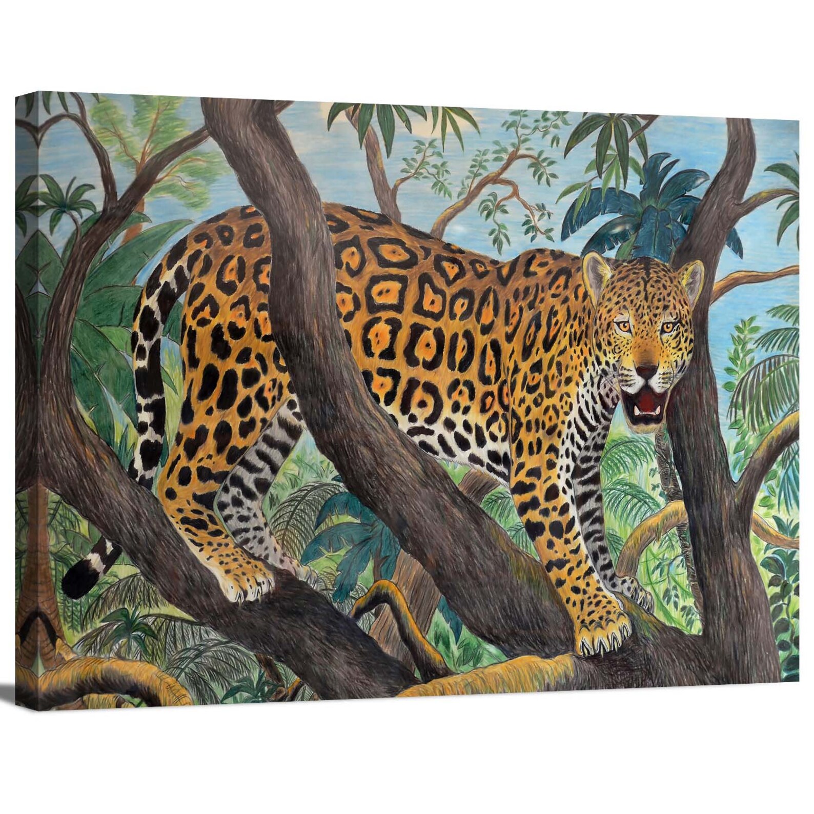 Jaguar Leopard in the Jungle Forest Animal Pastel Drawing | Etsy