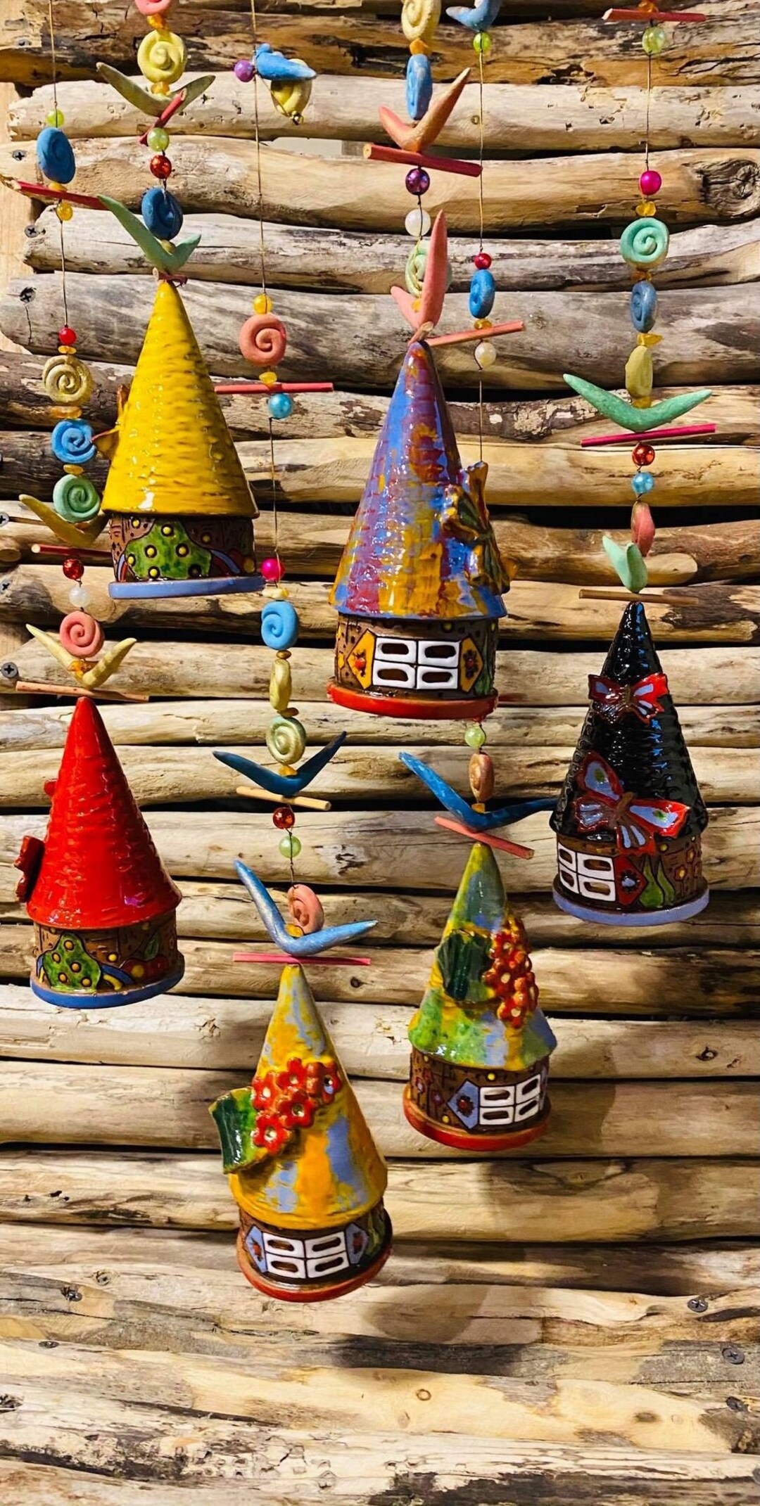 Ceramic House Hanging Bells . Room and Garden - Etsy