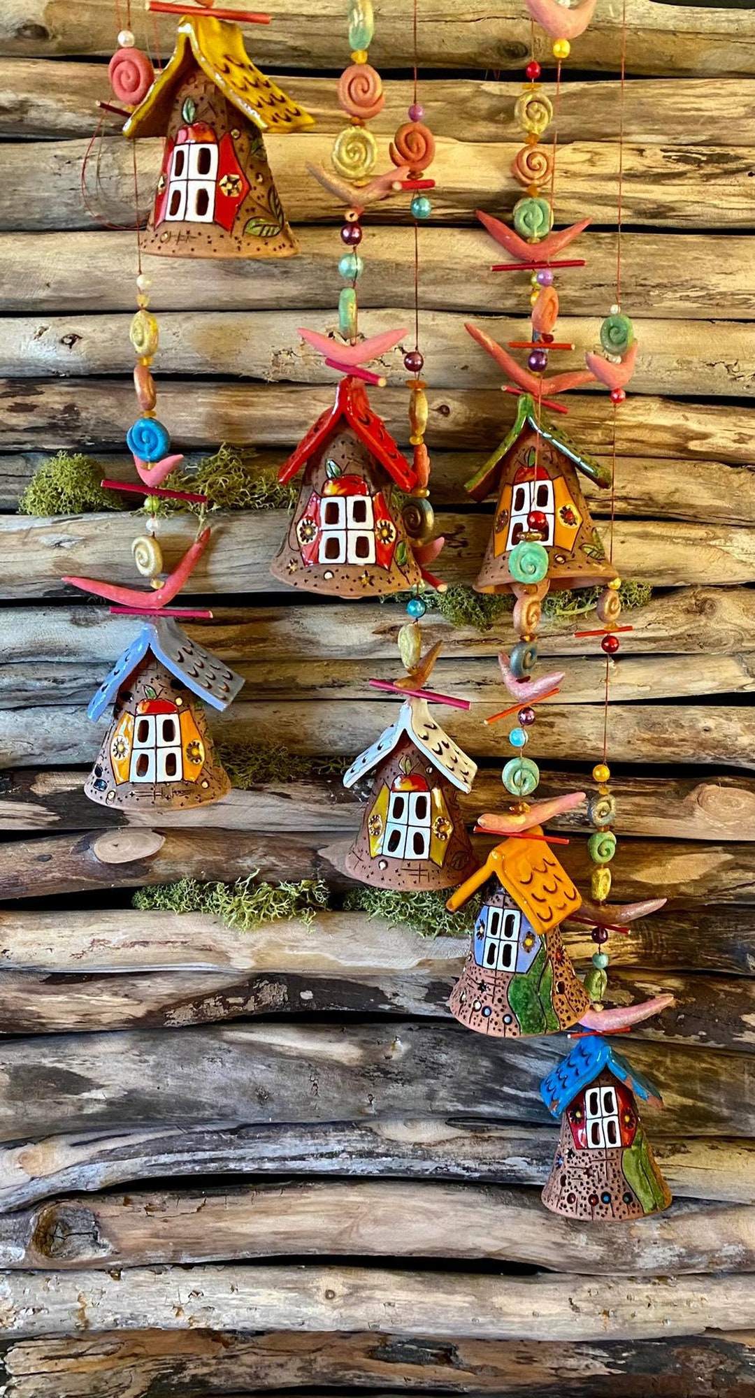 Unique Ceramic House Bells Handmade.room and Garden Decor.handmade ...