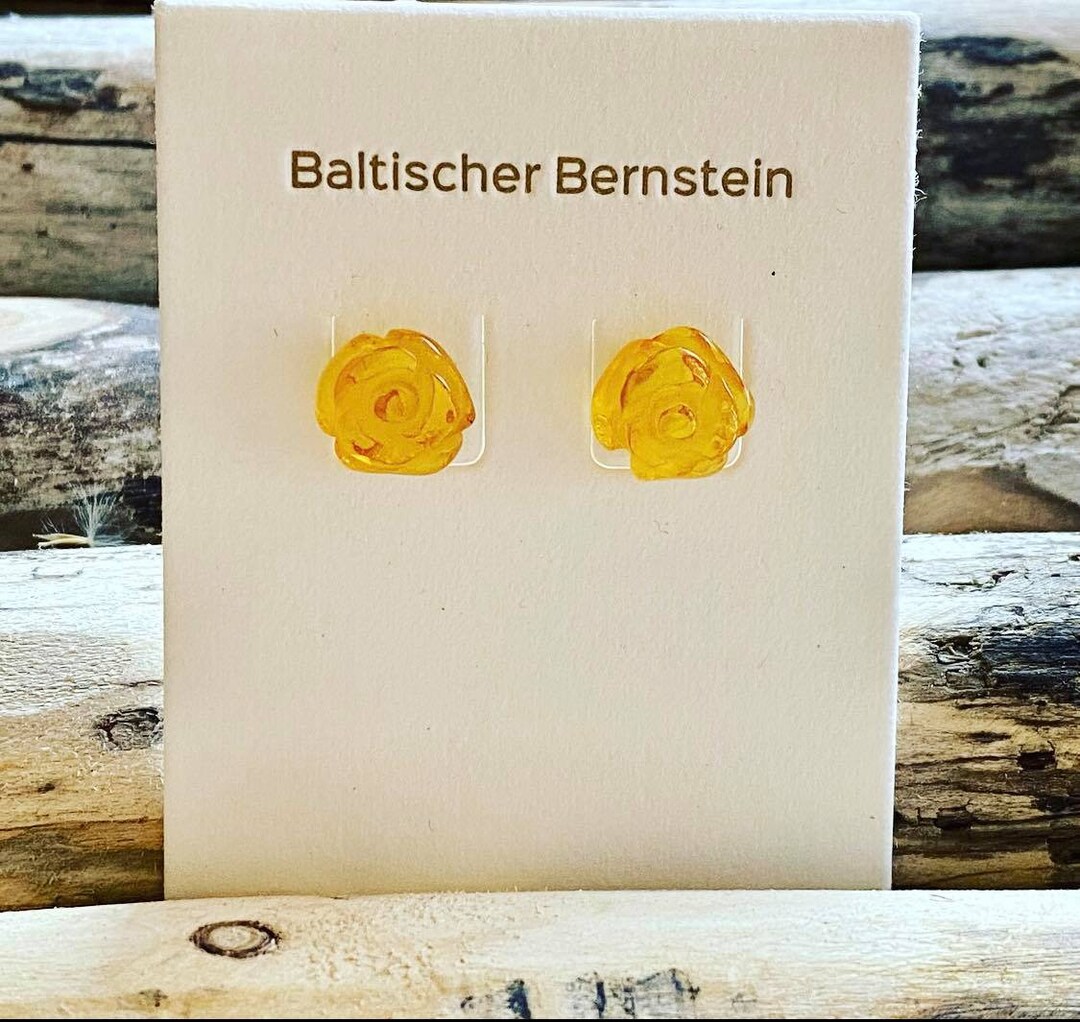 Baltischer Bernstein Rose Ohrstecker,Sterling Silber 925,10 mm ...