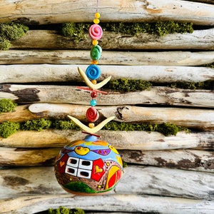 Handmade Ceramic Hanging Bells With Flowers.room and Garden Decor ...