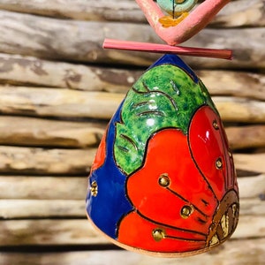 Handmade Ceramic Wind Chime, Floral Painted Hanging Bells, Garden Decor ...