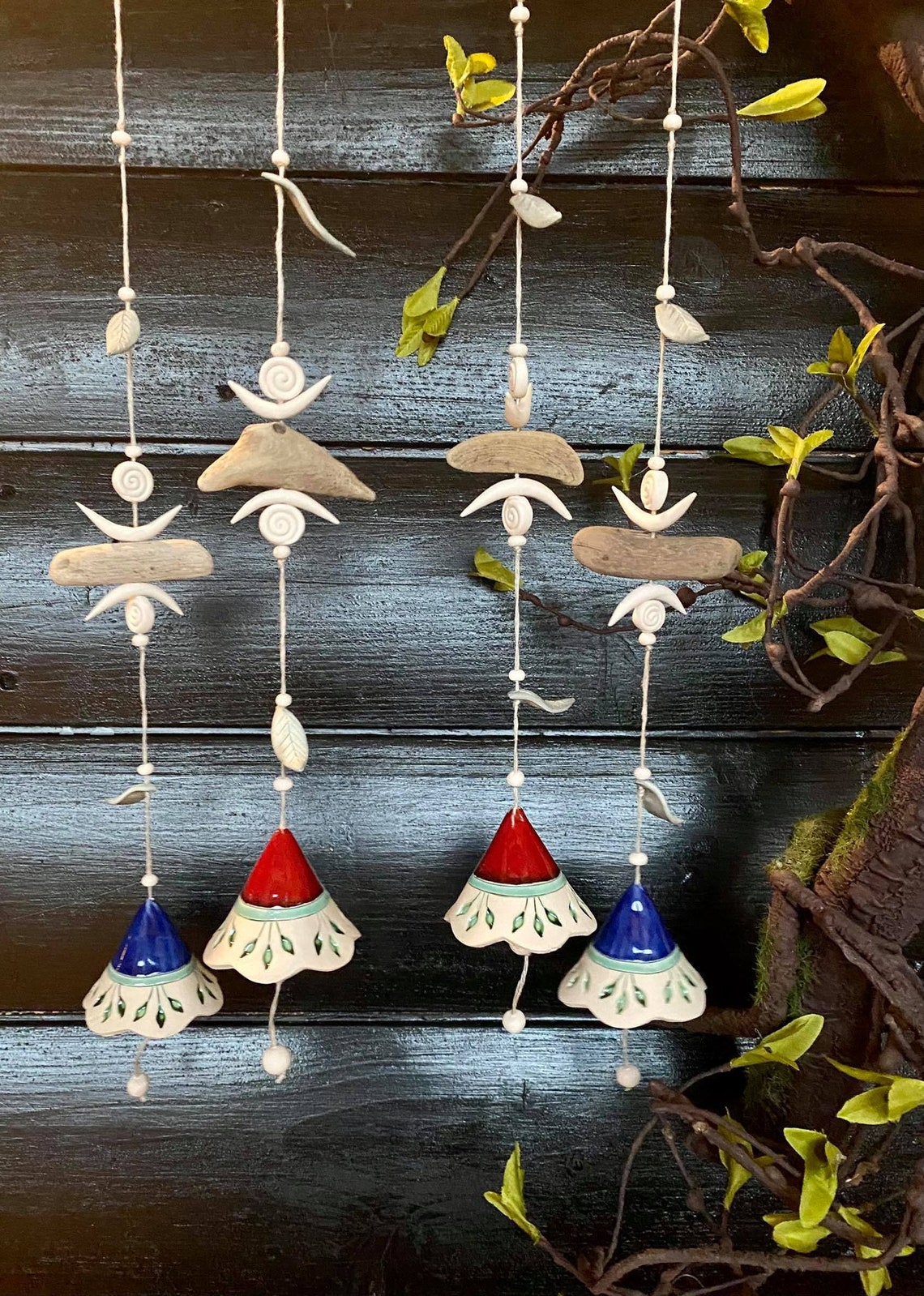 Handmade wind chime flower painted.Unique Handmade Ceramic | Etsy